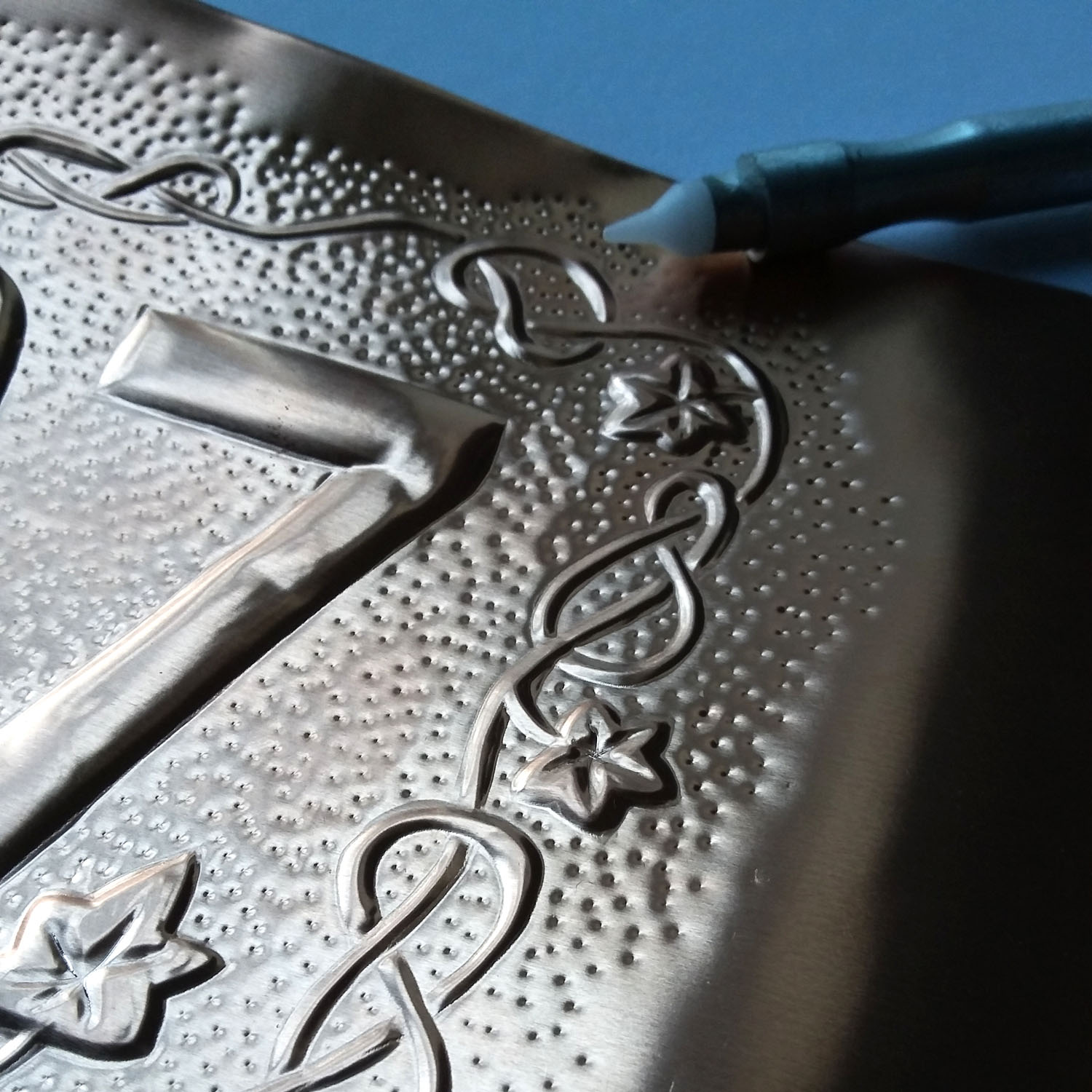 Finished craft project: Metal Embossed House Number – Crafts for Wellbeing