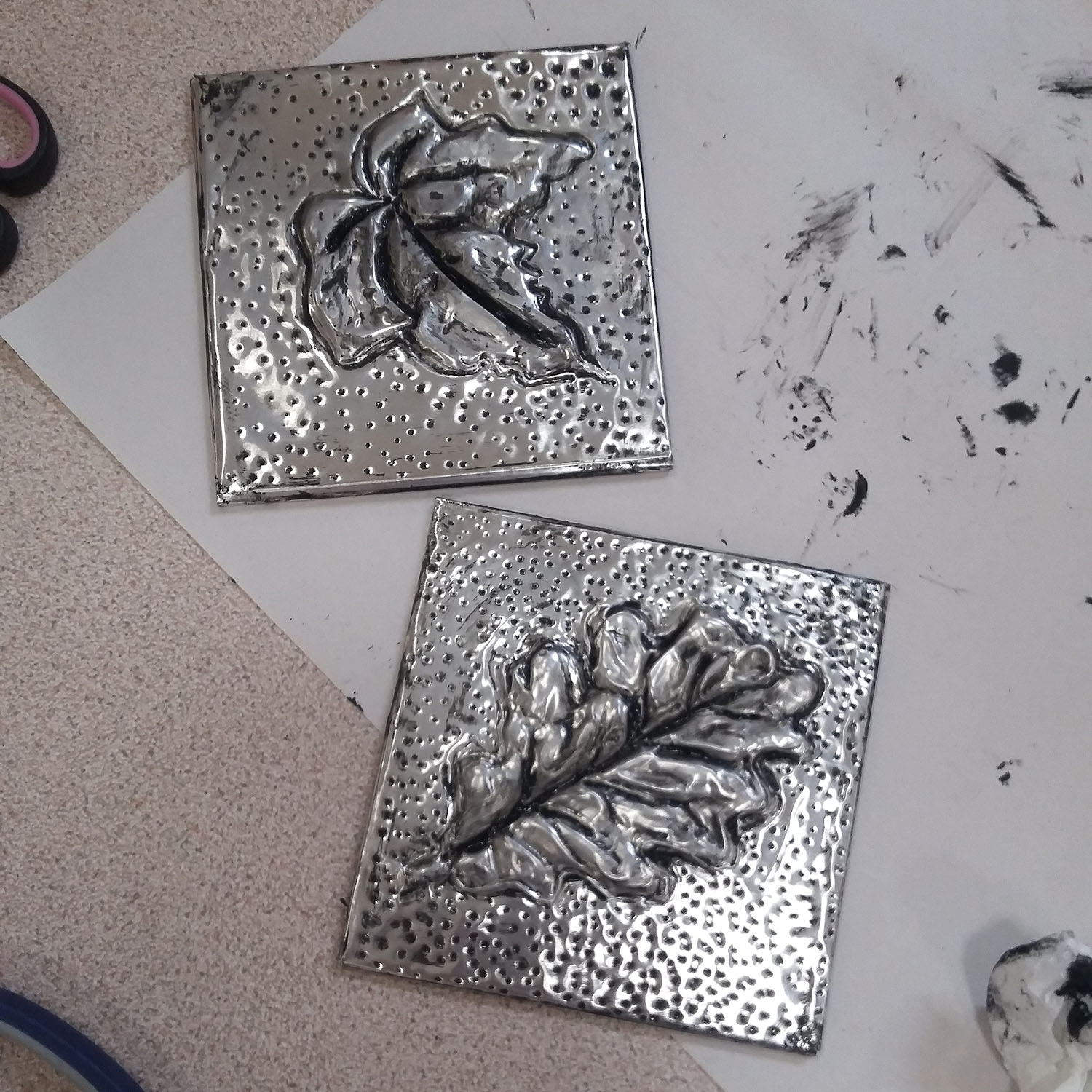 Student showcase: metal embossed coasters – Wark – Crafts for Wellbeing