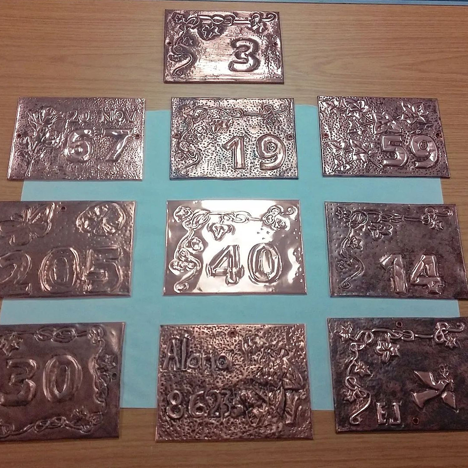 Student showcase: Metal embossed house numbers – Crafts for Wellbeing